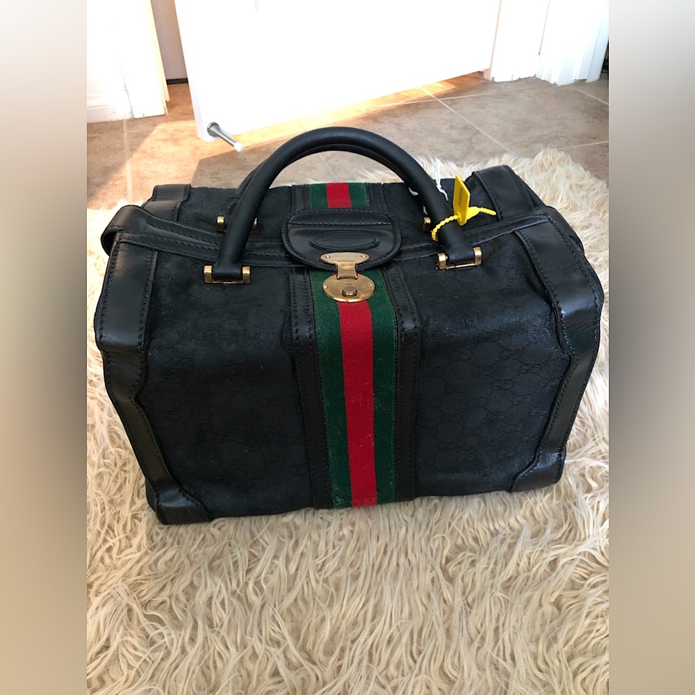 Gucci 70’s Collectible Vintage Train Case Black - Gem